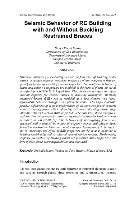 (PDF) Seismic Behavior of RC Building with and Without Buckling Restrained Braces