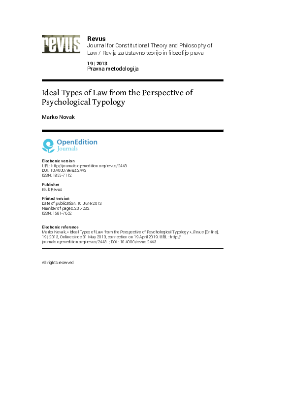 (PDF) Ideal Types of Law from the Perspective of Psychological Typology ...