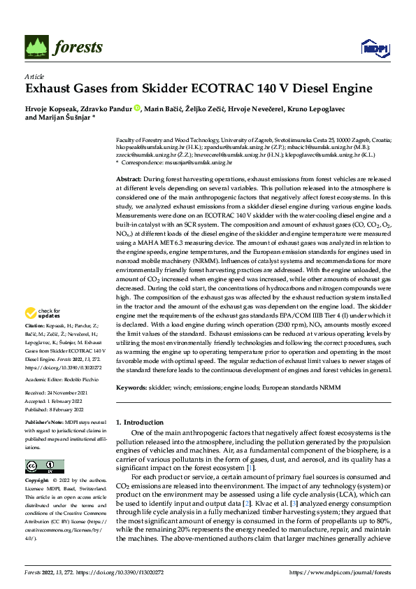(PDF) Exhaust Gases from Skidder ECOTRAC 140 V Diesel Engine
