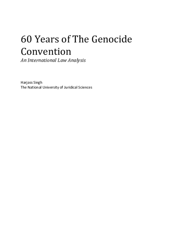 (PDF) 60 Years of the Genocide Convention: An International Law Analysis