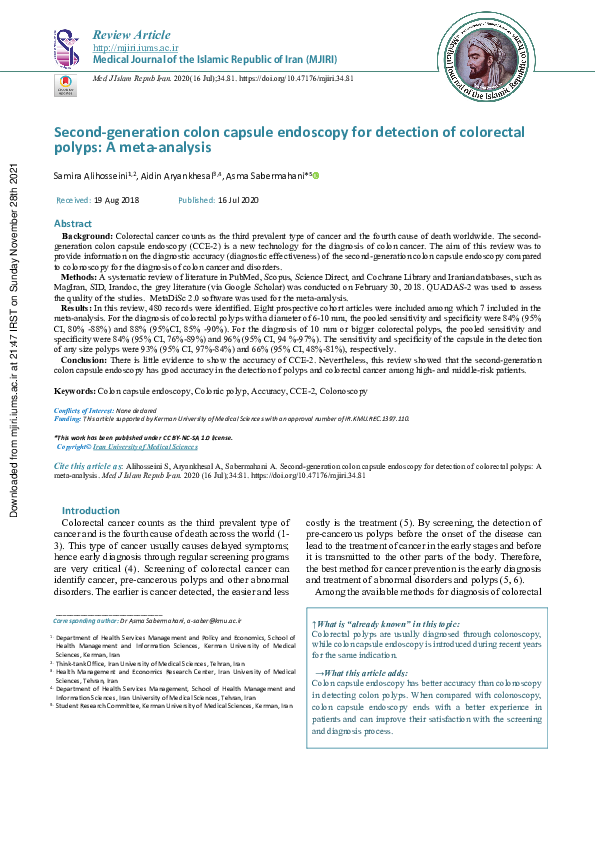 (PDF) Second-generation colon capsule endoscopy for detection of ...