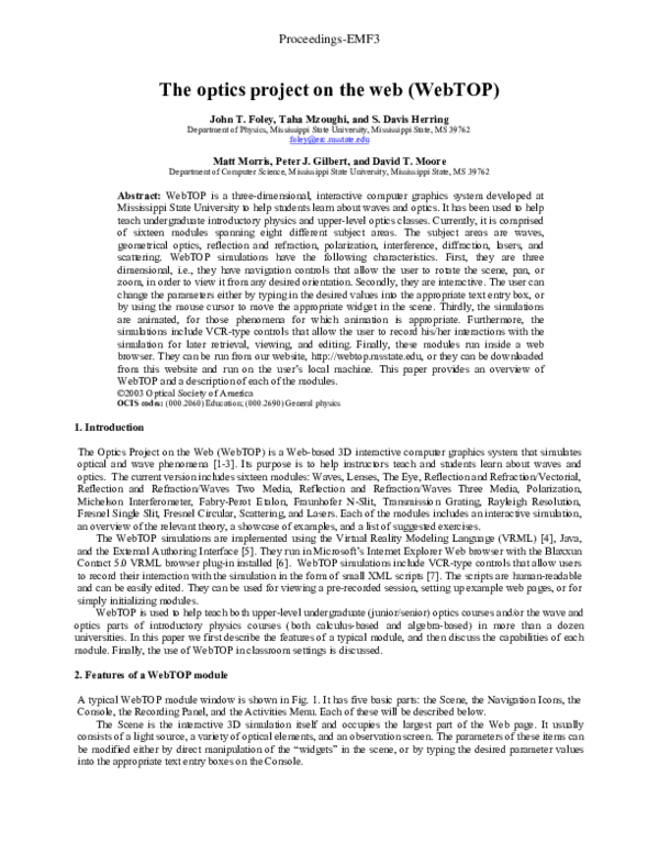 (PDF) The Optics Project on the Web (WebTOP) | Matt Morris - Academia.edu