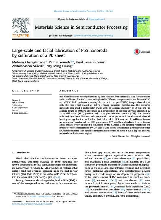 (PDF) Large-scale and facial fabrication of PbS nanorods by sulfuration ...