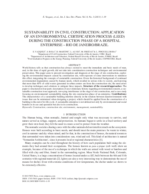 (PDF) Sustainability in civil construction: application of an ...