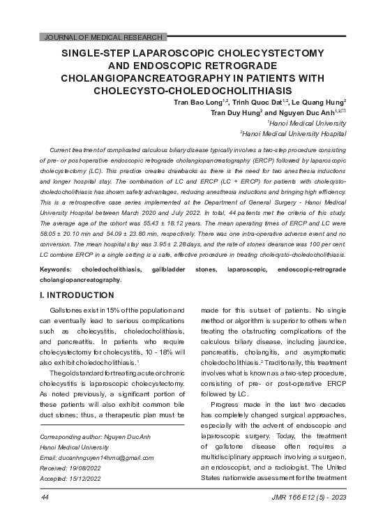 (PDF) Single-step laparoscopic cholecystectomy and endoscopic ...