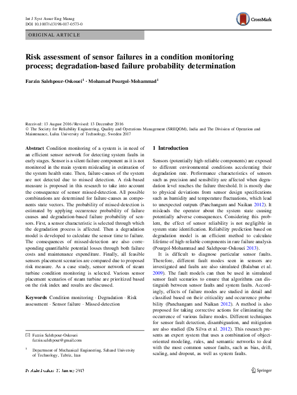 (PDF) Risk assessment of sensor failures in a condition monitoring process; degradation-based ...