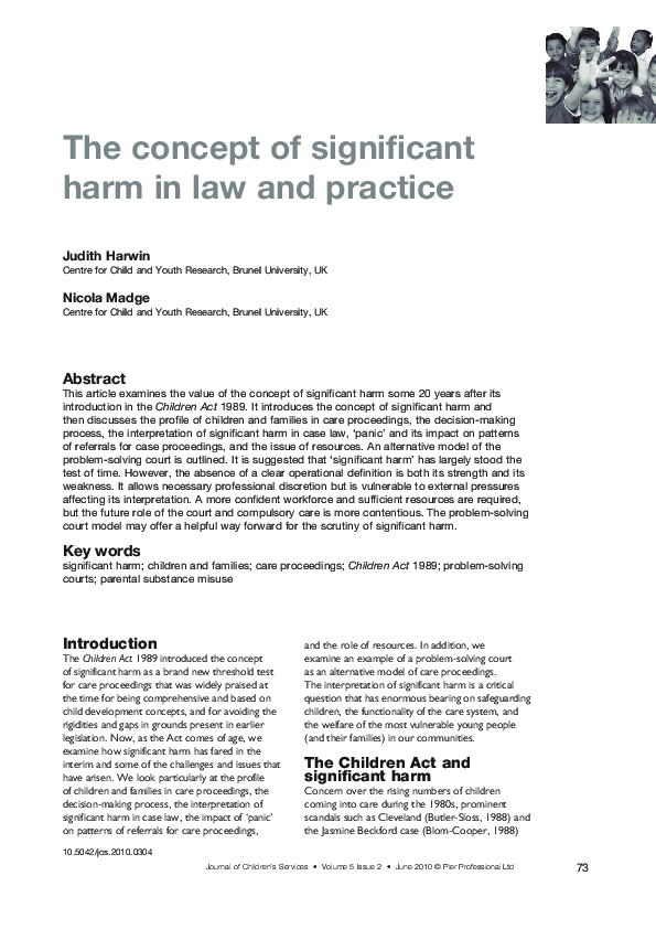 (PDF) The concept of significant harm in law and practice