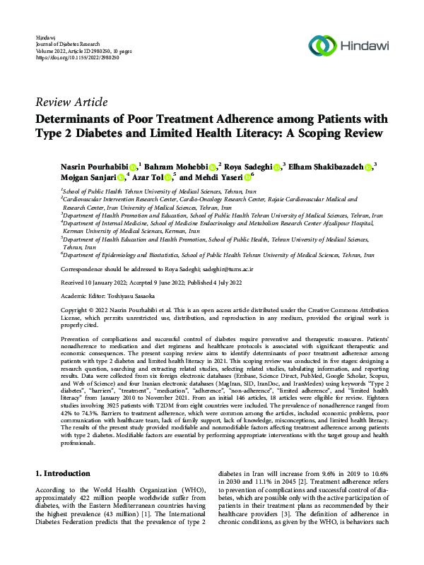 (PDF) Determinants of Poor Treatment Adherence among Patients with Type ...
