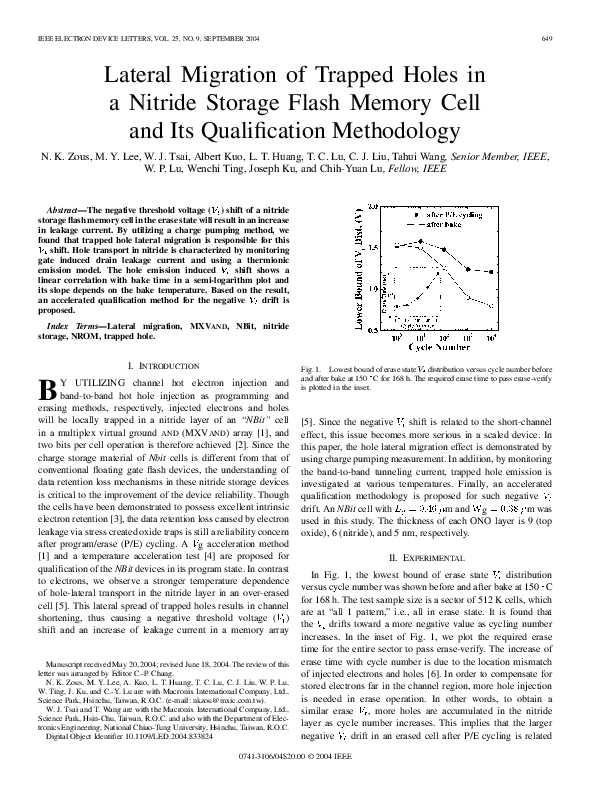 (PDF) Lateral Migration of Trapped Holes in a Nitride Storage Flash ...