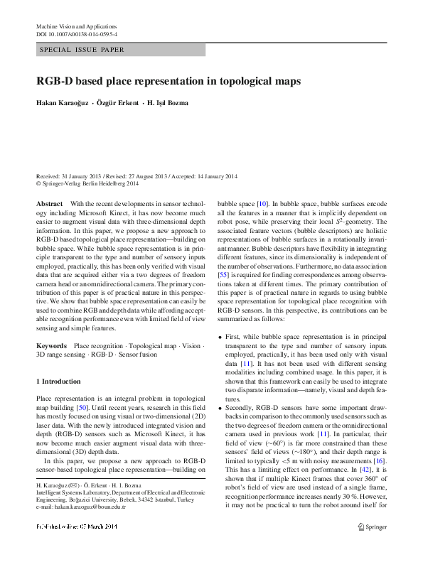(PDF) RGB-D based place representation in topological maps