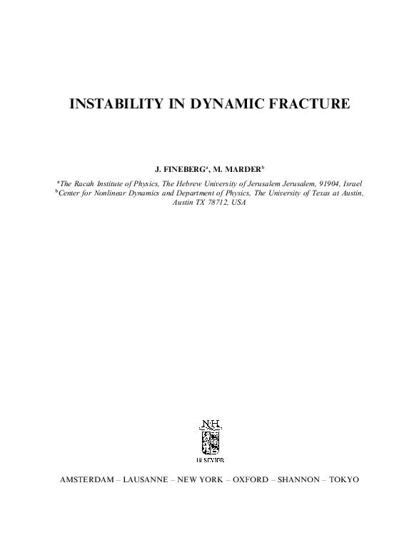 (PDF) Instability in dynamic fracture