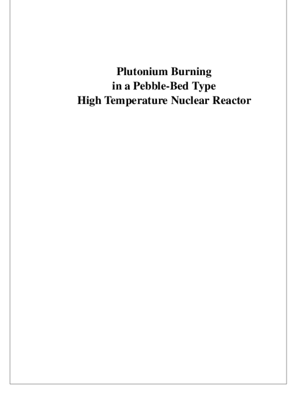 (PDF) Plutonium Burning in a Pebble-Bed Type High Temperature Nuclear ...