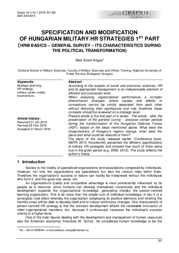 (PDF) Specification and modification of Hungarian military HR ...
