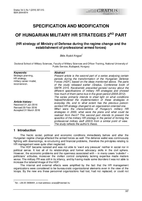 (PDF) Specification and modification of Hungarian military HR ...