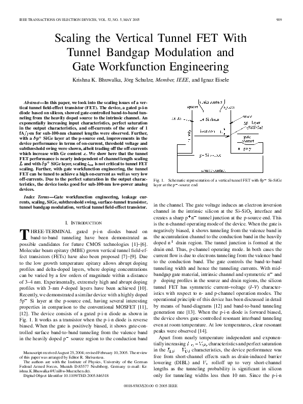 (PDF) Scaling the Vertical Tunnel FET With Tunnel Bandgap Modulation and Gate Workfunction ...