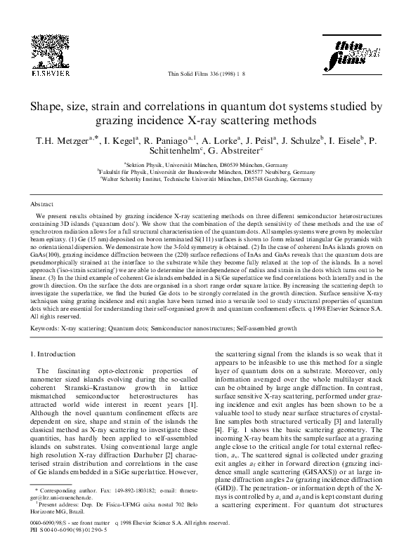 (PDF) Shape, size, strain and correlations in quantum dot systems studied by grazing incidence X ...