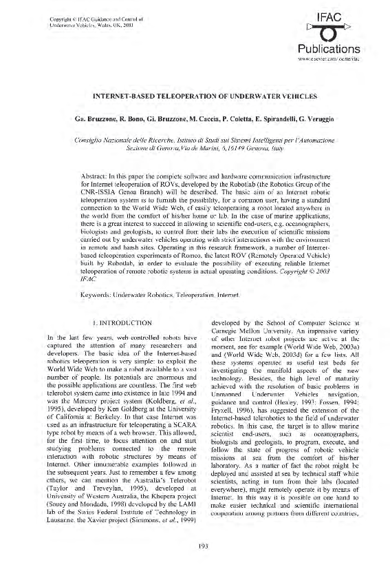 (PDF) Internet-Based Teleoperation of Underwater Vehicles | Gianmarco Veruggio - Academia.edu