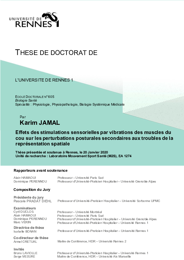 (PDF) Effects of sensory stimulation by neck muscles vibrations on ...