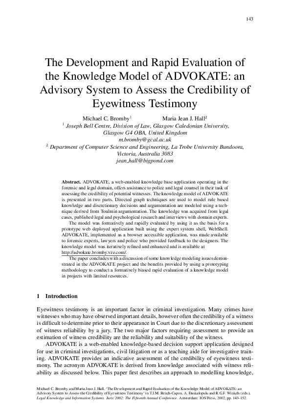 (PDF) The development and rapid evaluation of the knowledge model of ADVOKATE: an advisory ...