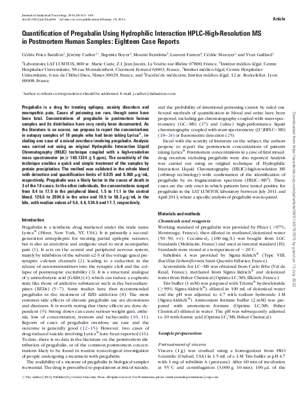 (PDF) Quantification of Pregabalin Using Hydrophilic Interaction HPLC ...