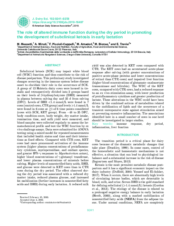 (PDF) The role of altered immune function during the dry period in ...