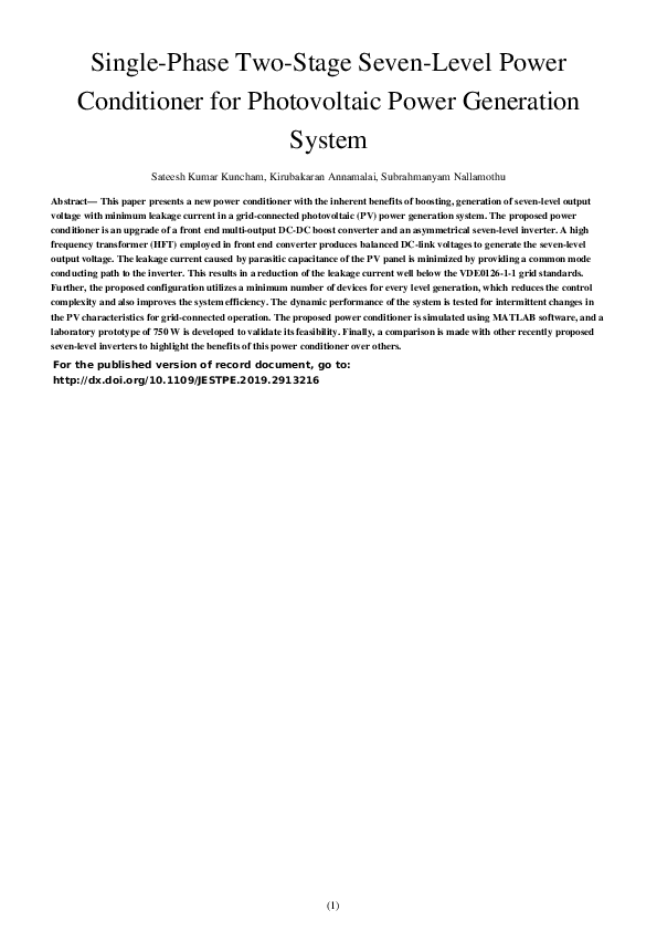 (PDF) Single-Phase Two-Stage Seven-Level Power Conditioner for ...