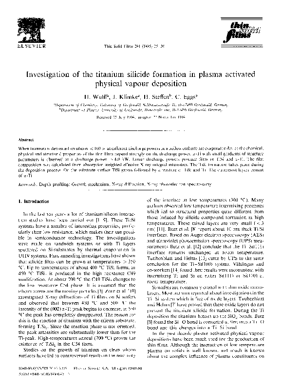 (PDF) Investigation of titanium silicide formation in Ti+Si reactions ...