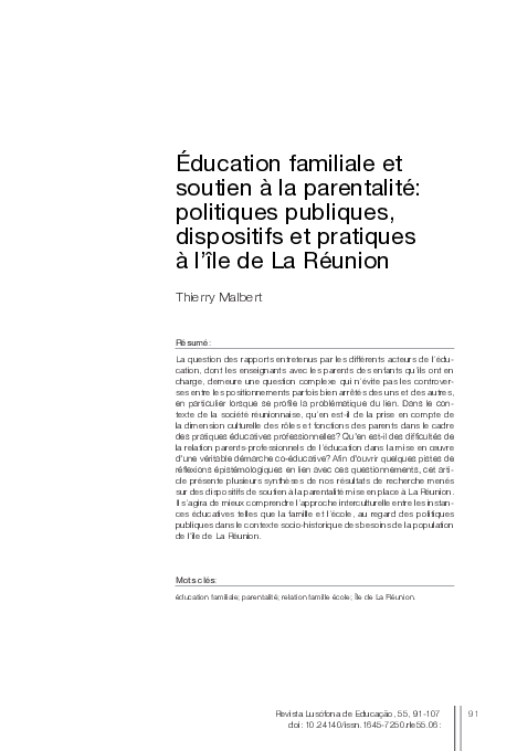 (PDF) Éducation familiale et soutien à la parentalité: politiques ...