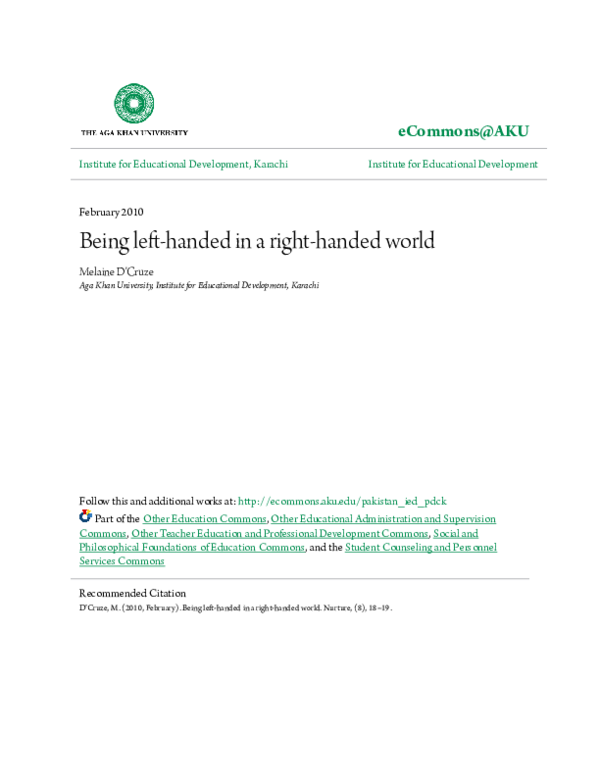 (PDF) Being left-handed in a right-handed world