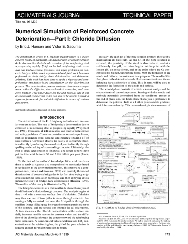 (PDF) Numerical Simulation of Reinforced Concrete Deterioration—Part 1: Chloride Diffusion