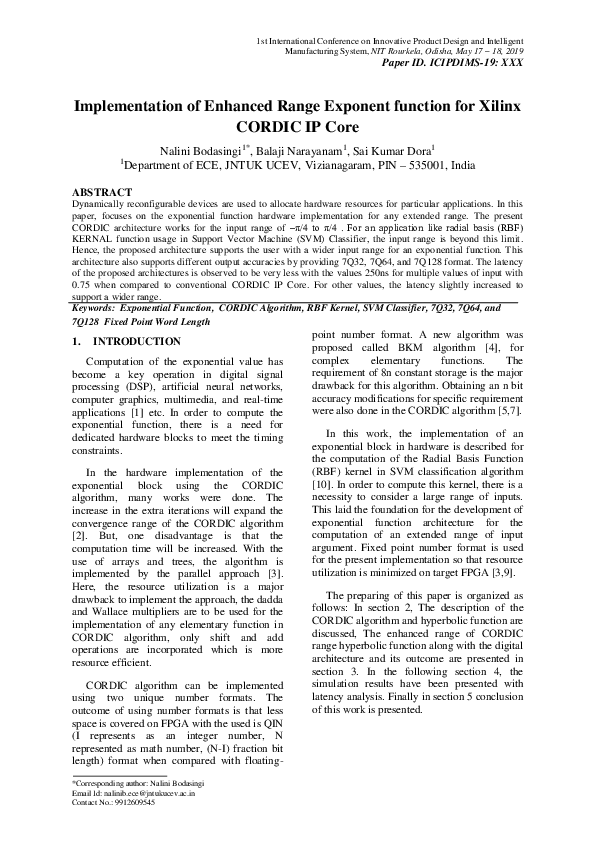 (PDF) Implementation of Enhanced Range Exponent function for Xilinx CORDIC IP Core