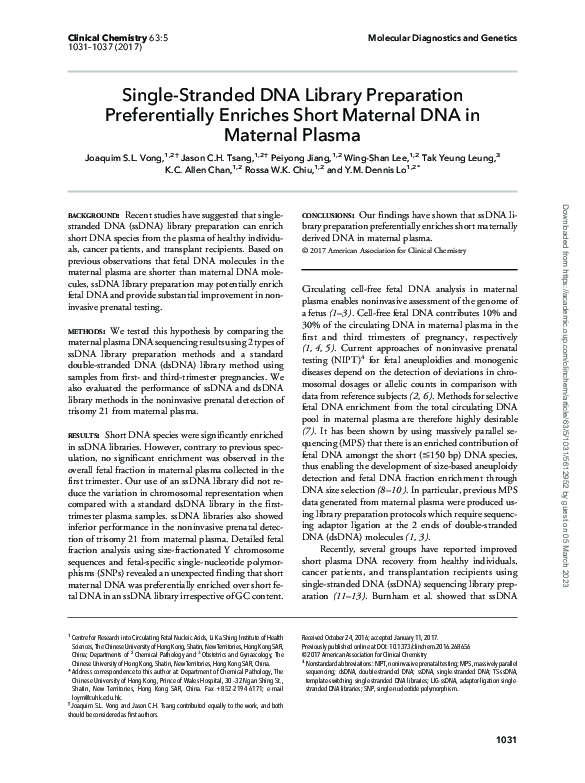(PDF) Single-Stranded DNA Library Preparation Preferentially Enriches ...