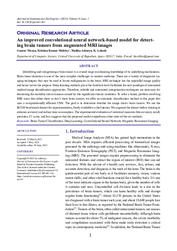 Pdf An Improved Convolutional Neural Network Based Model For 2776
