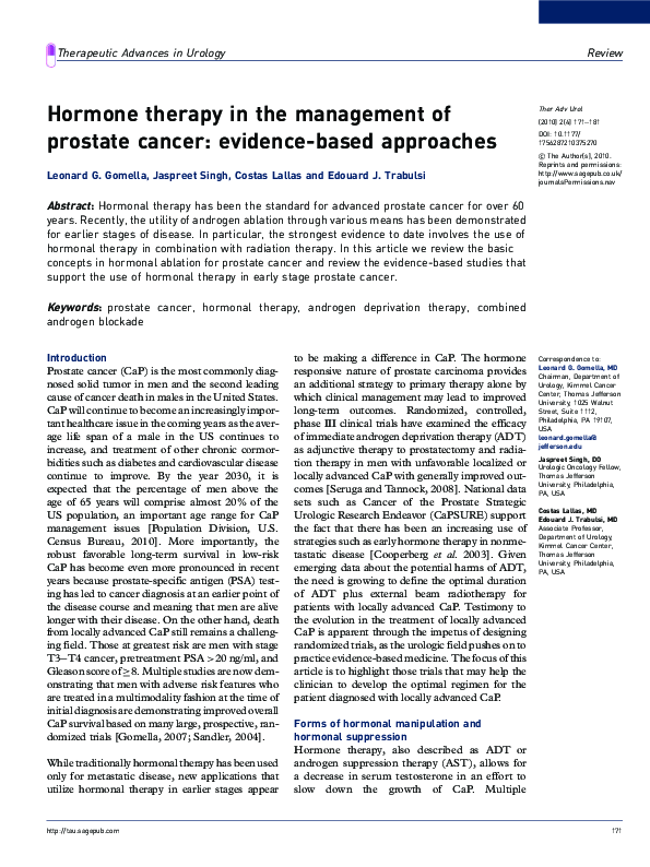 (PDF) Hormone therapy in the management of prostate cancer: evidence ...