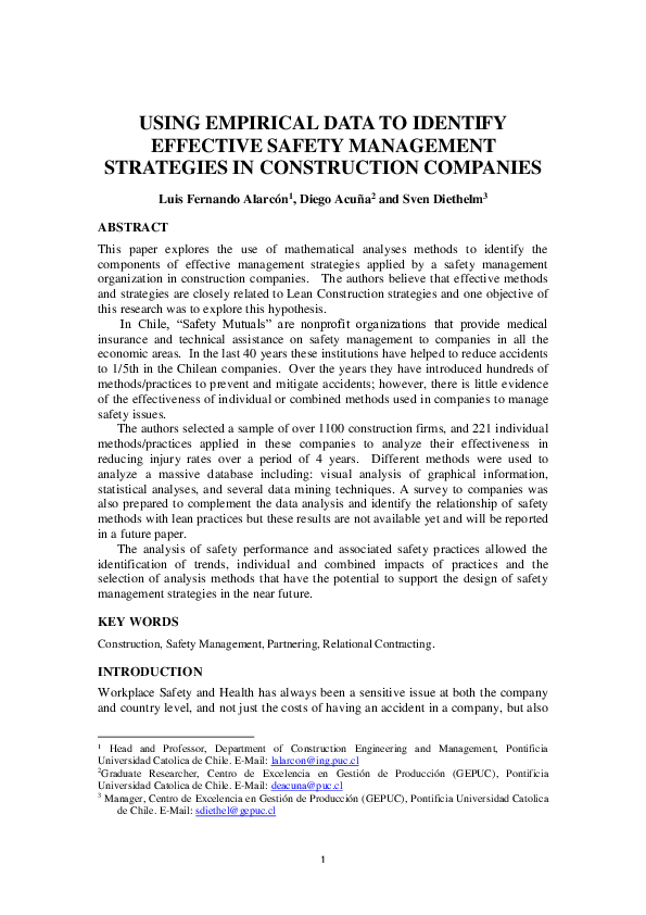 (PDF) Identifying Effective Safety Strategies in Construction