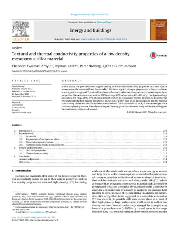 (PDF) Textural and thermal conductivity properties of a low density ...