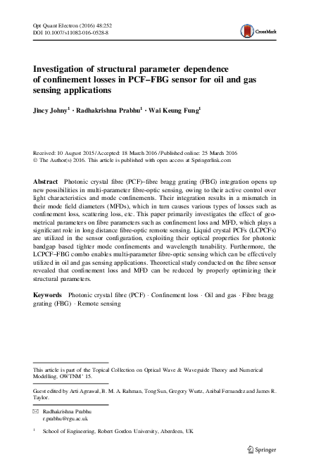 (PDF) Investigation of structural parameter dependence of confinement losses in PCF–FBG sensor ...