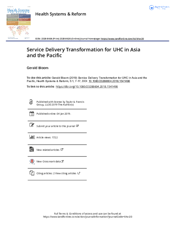 (PDF) Service Delivery Transformation for UHC in Asia and the Pacific