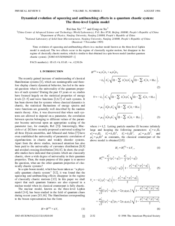 (PDF) Dynamical evolution of squeezing and antibunching effects in a quantum chaotic system: The ...