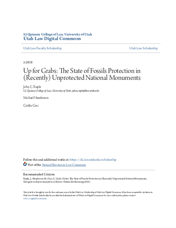 (PDF) Up for Grabs: The State of Fossils Protection in (Recently ...