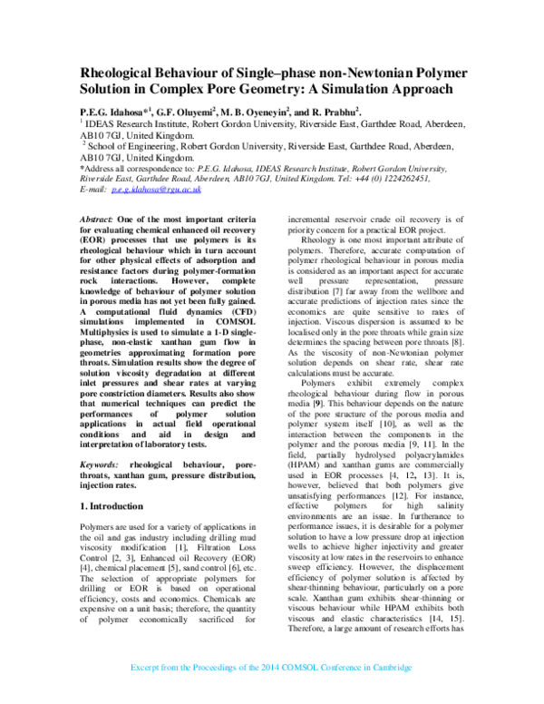 (PDF) Rheological behaviour of single-phase non-Newtonian polymer ...