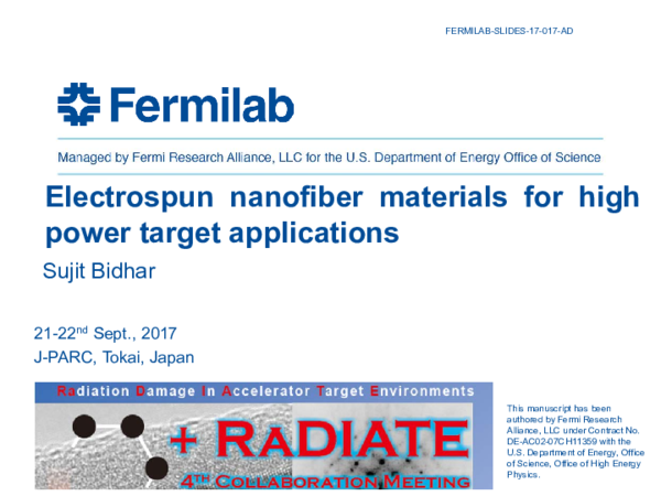 (PDF) Electrospun Nanofiber Materials for High Power Target Applications