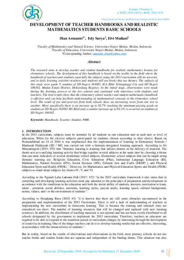 (PDF) Development of Teacher Handbooks and Realistic Mathematics ...