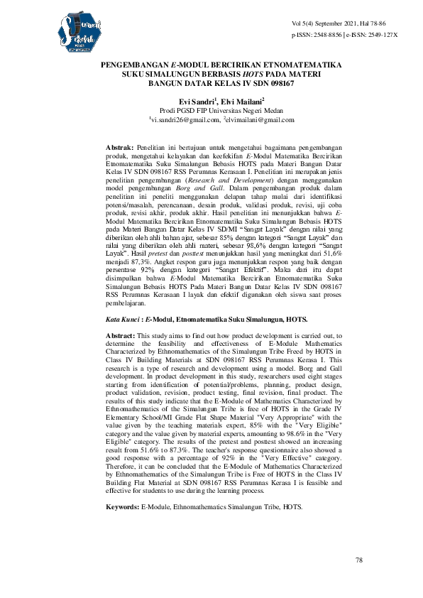 (PDF) Pengembangan E-Modul Bercirikan Etnomatematika Suku Simalungun Berbasis Hots Pada Materi ...