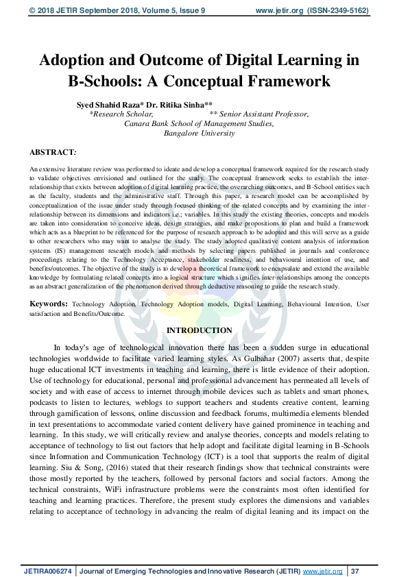 (PDF) Adoption and Outcome of Digital Learning in B-Schools: A ...