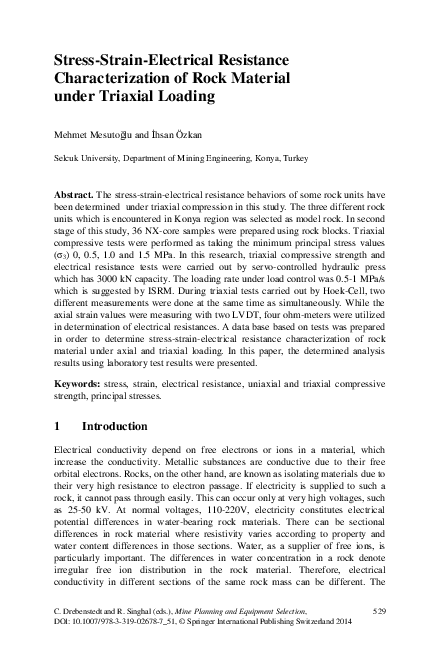 (PDF) Stress-Strain-Electrical Resistance Characterization of Rock ...