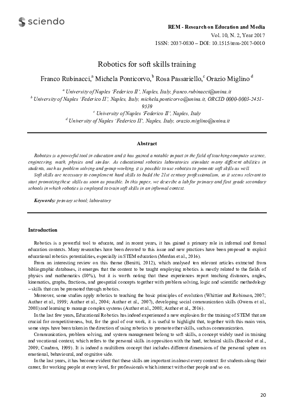 (PDF) Robotics for soft skills training