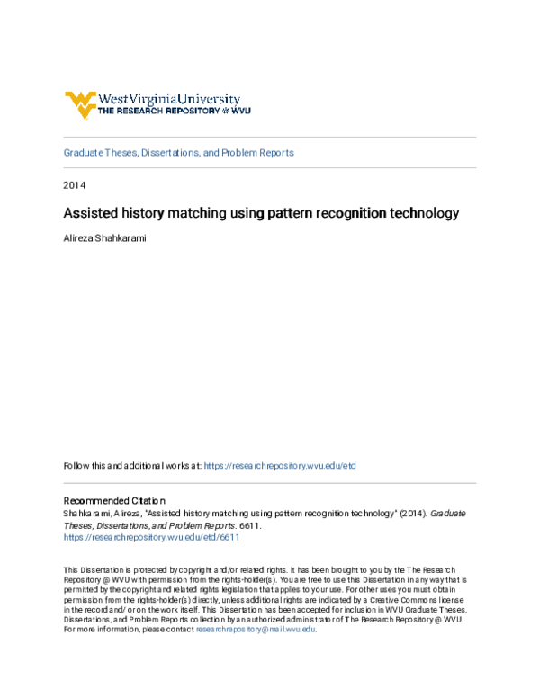 (PDF) Assisted History Matching Using Pattern Recognition Technology (PDF) Assisted History Matching Using Pattern Recognition Technology