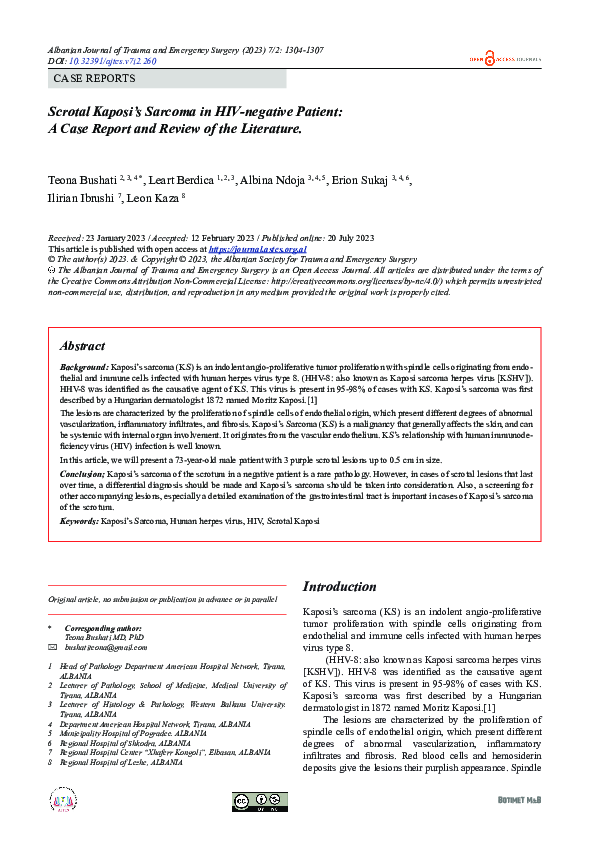 Pdf Scrotal Kaposis Sarcoma In Hiv Negative Patient A Case Report And Review Of The