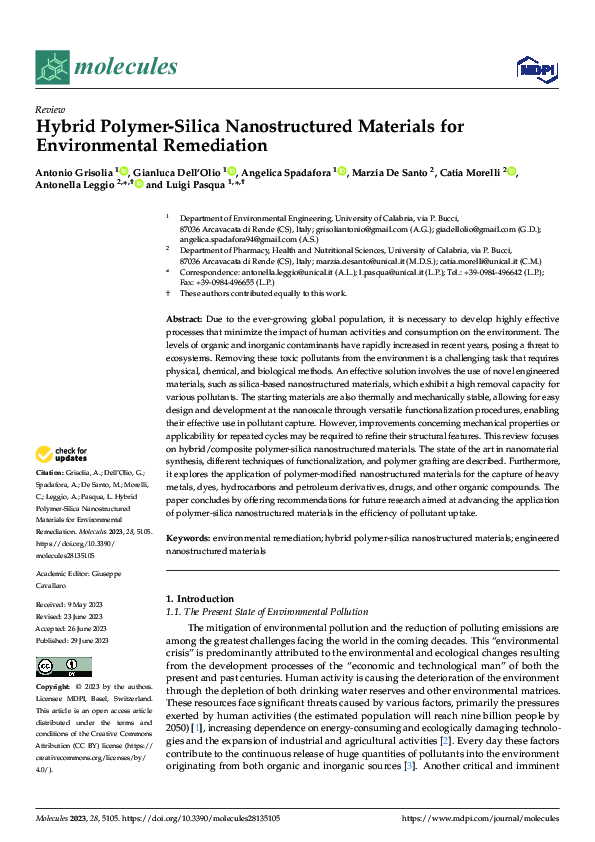 (PDF) Hybrid Polymer-Silica Nanostructured Materials for Environmental Remediation